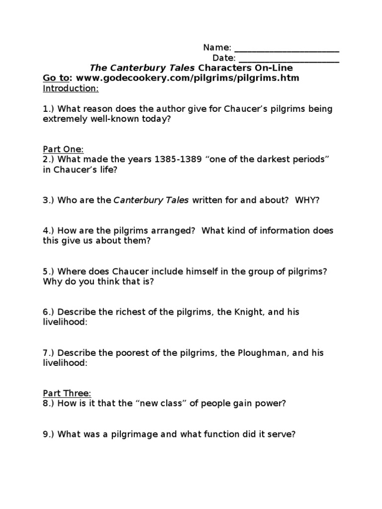 Exploring The Canterbury Tales Characters | PDF | Social Science | History