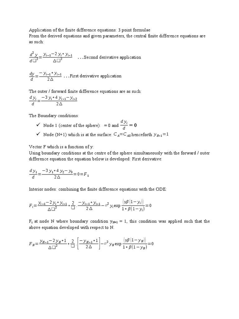 Application Of The Finite Difference Equations Pdf Equations