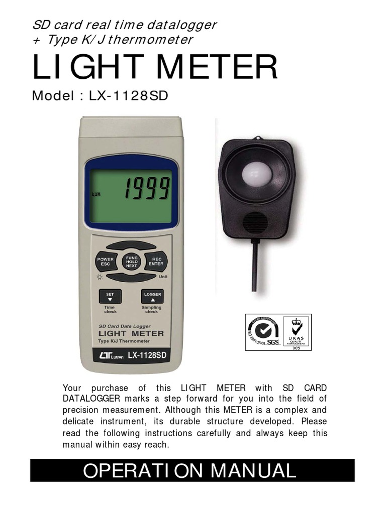 Light Meter: Operation Manual | PDF | Microsoft Excel | Personal Computers