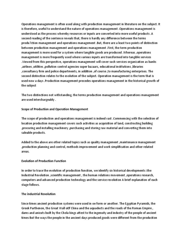 Production Management | PDF | Operations Management | Industrial Revolution