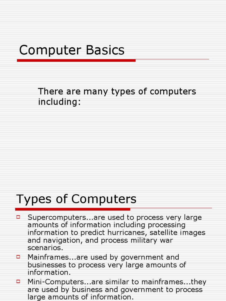 Computer Basics: There Are Many Types of Computers Including | PDF ...