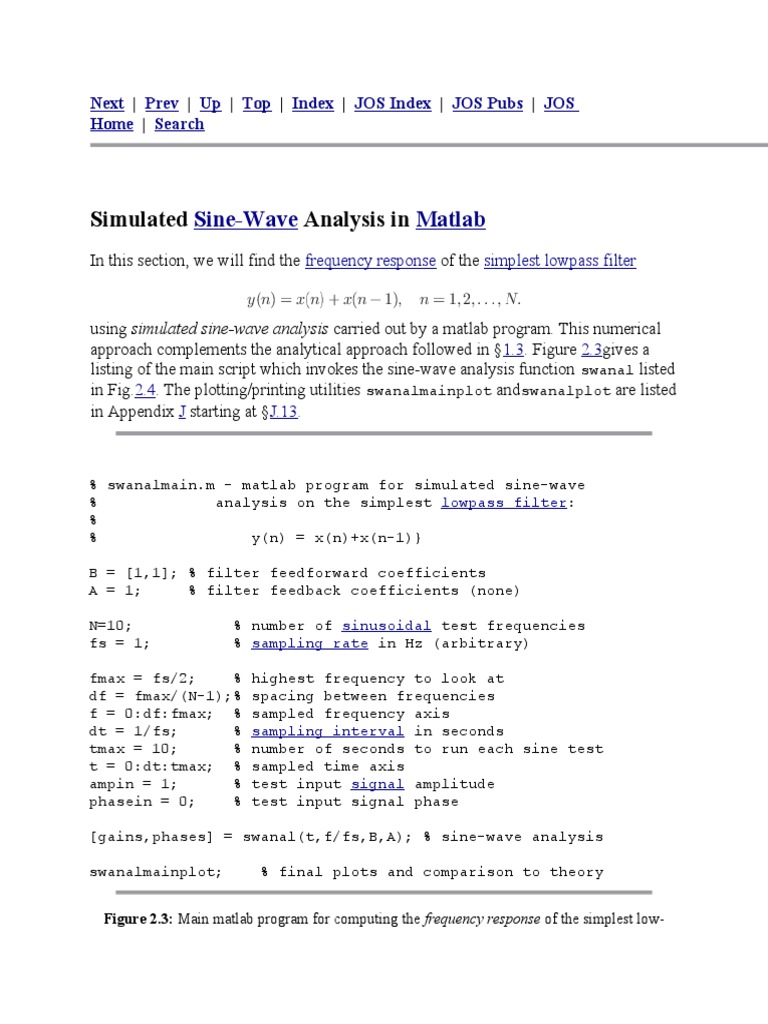 Simulated Analysis In: Sine-Wave Matlab | PDF | Phase (Waves ...