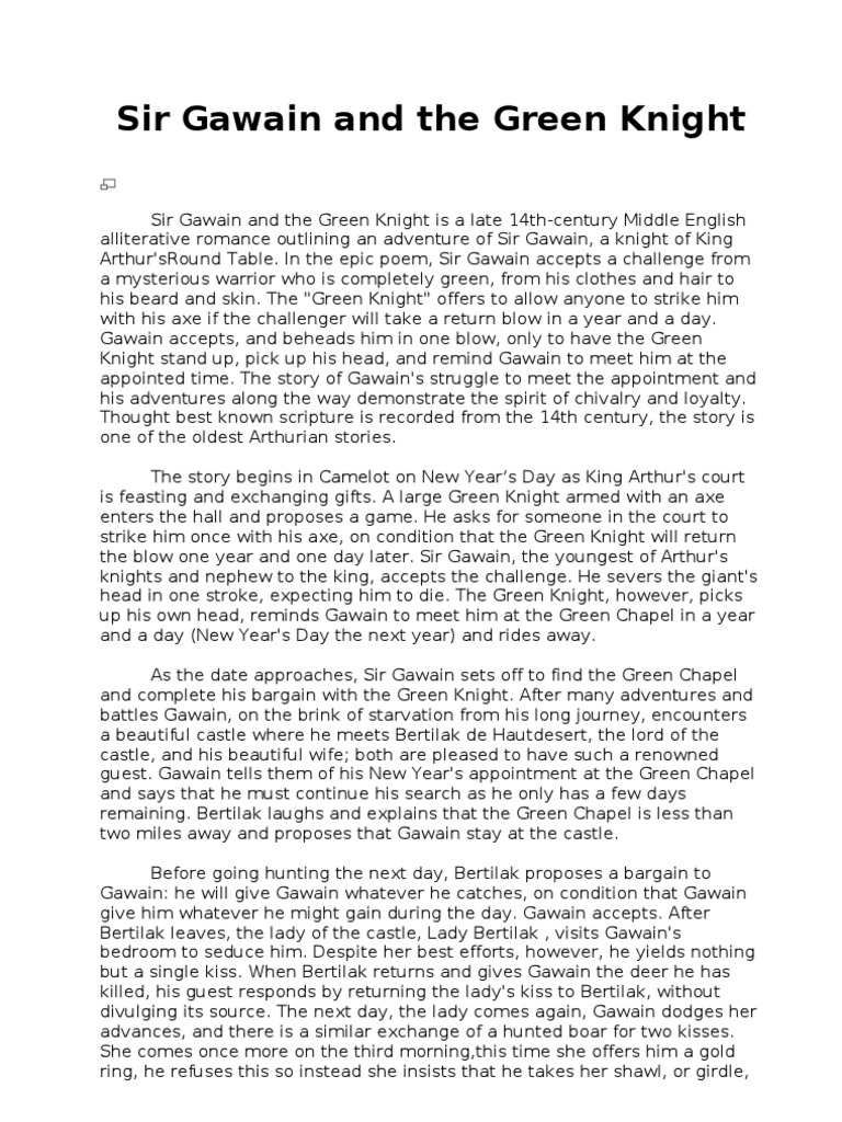 Sir Gawain and The Greeen Knight | PDF | Green Knight | Middle English ...