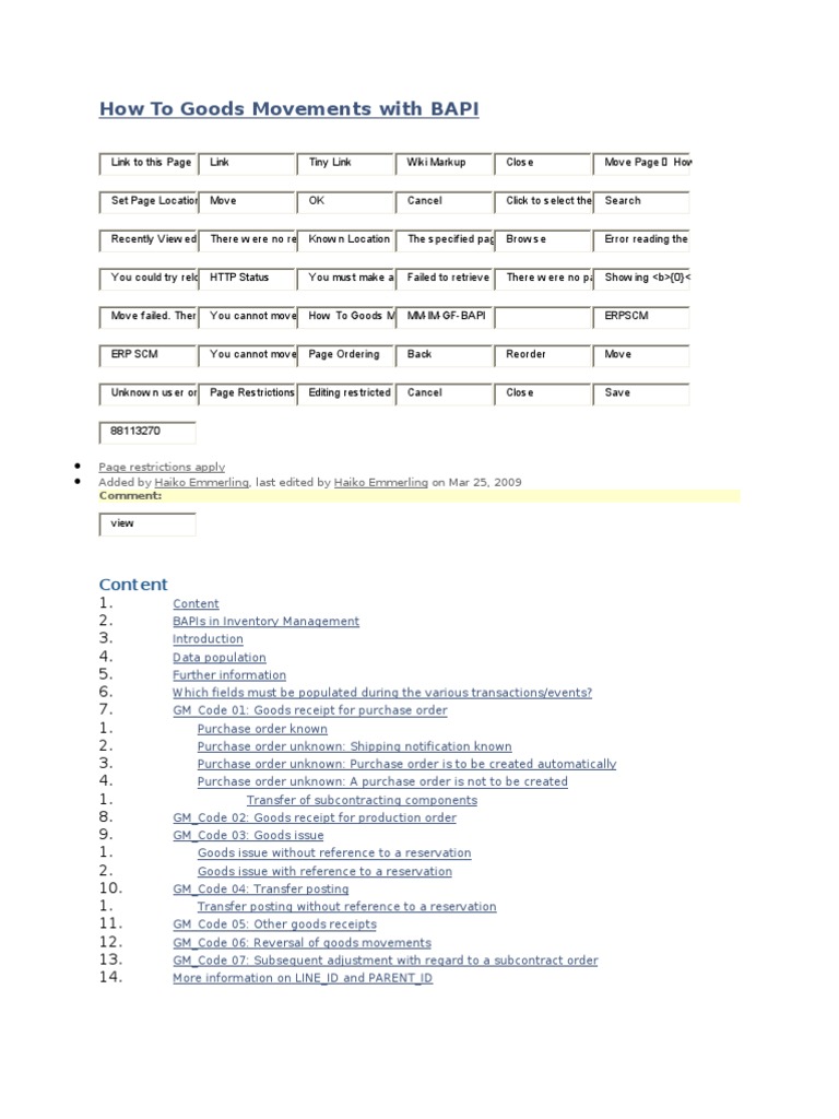 How To Goods Movements With BAPI | PDF