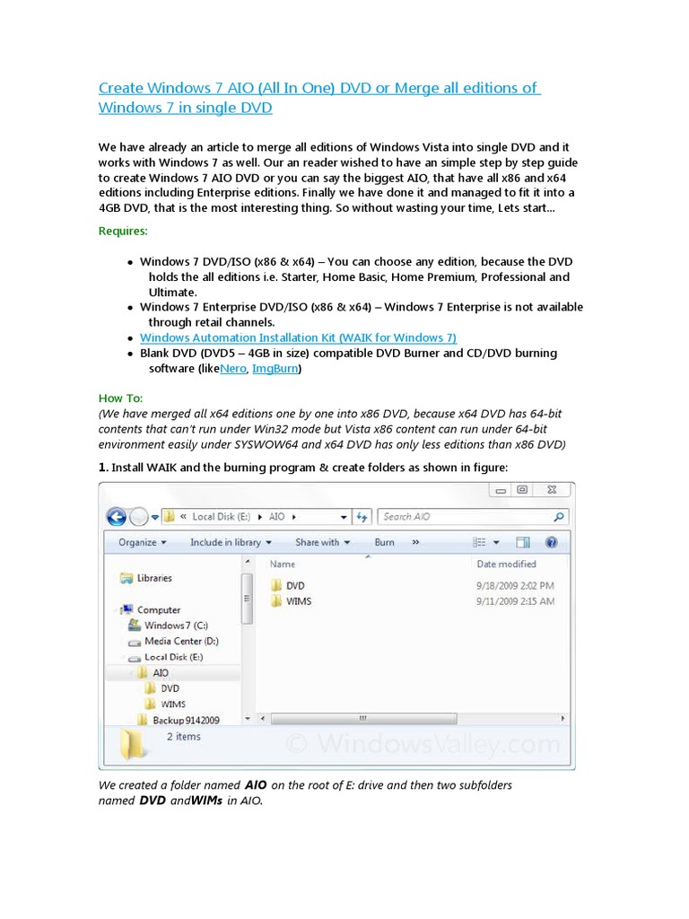 Create Windows 7 AIO | Download Free PDF | Windows 7 | Microsoft Windows