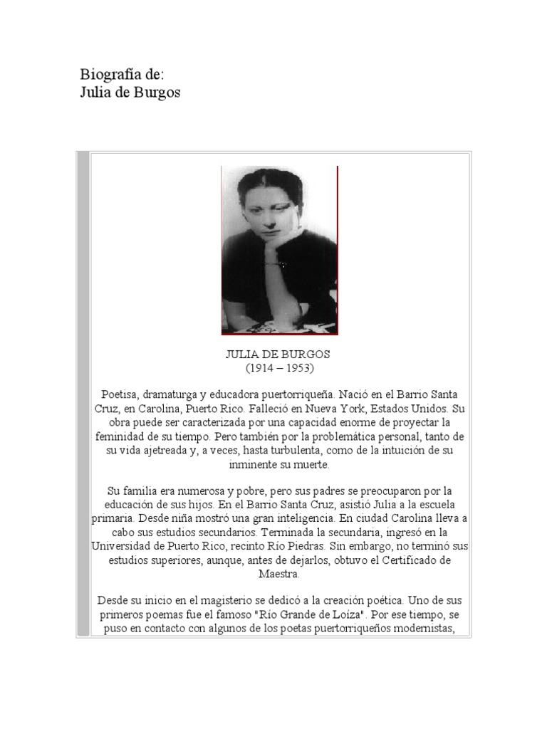 Biografía de Julia de Burgos | PDF | Poesía