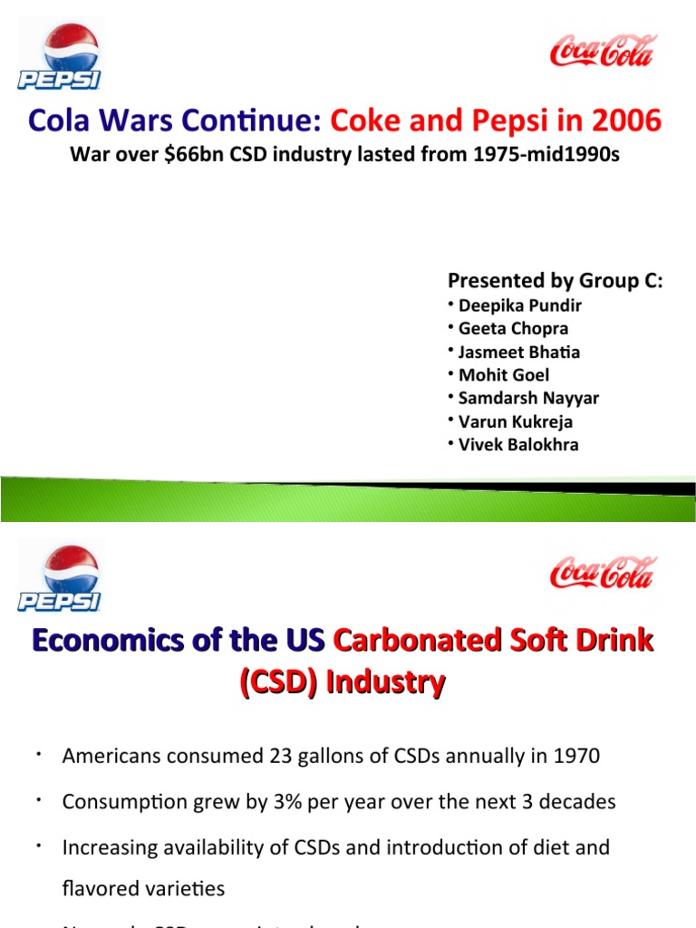 Cola Wars Continue Coke and Pepsi in 2006 by Group C | PDF | Coca Cola ...