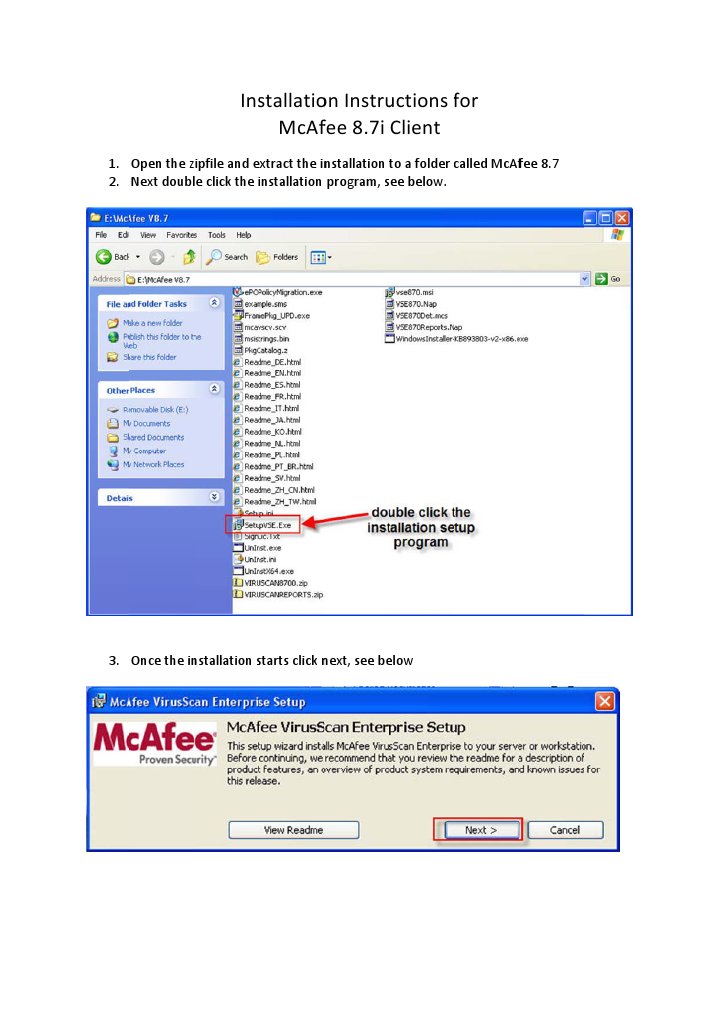 Installation Instructions For McAfee 8.7 Client | PDF | Business ...
