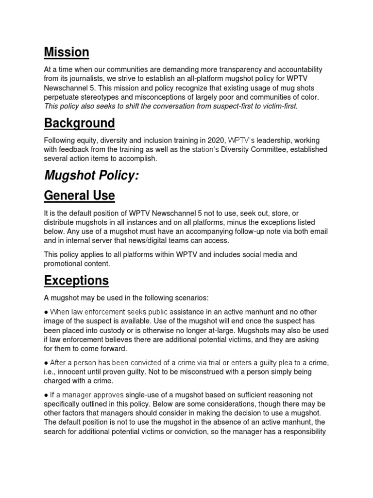 WPTV Mugshot Policy | PDF | Felony | Public Law