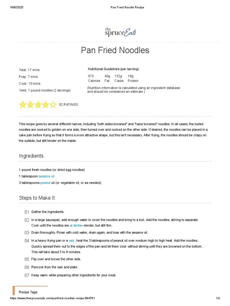 Pan Fried Noodle Recipe | PDF | Noodle | Frying