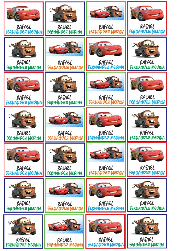 Imprimir Etiquetas Cars | PDF