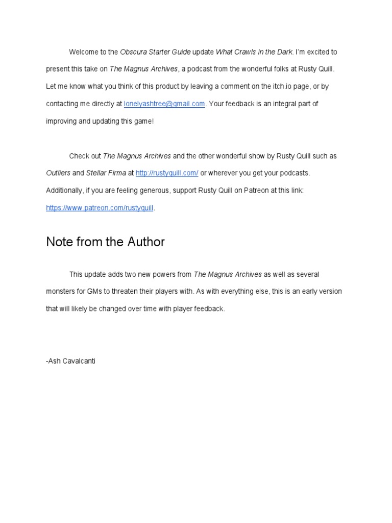 Obscura Guide to Crawling Darkness | PDF | Werewolves | Shadow