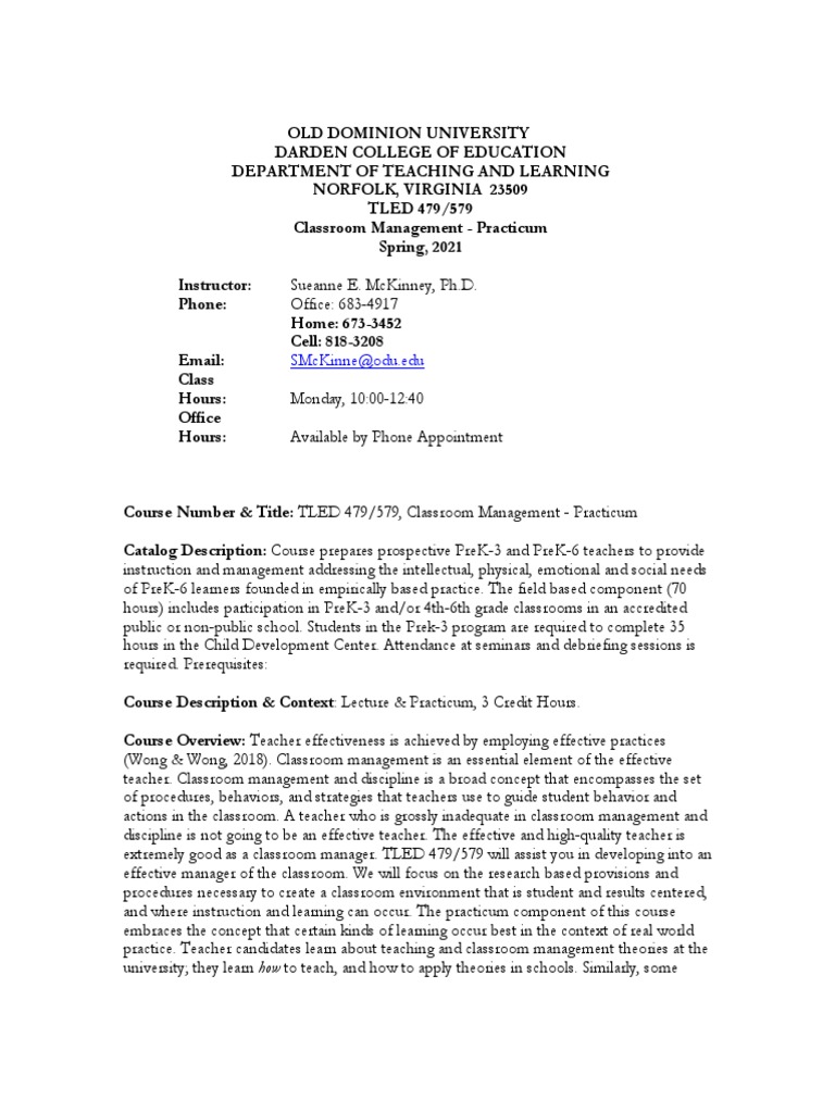 Classroom Management Practicum Guide | PDF | Classroom Management ...