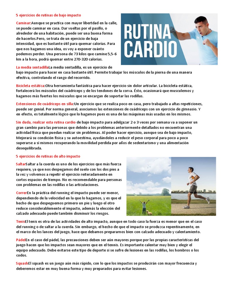 5 Ejercicios de Rutinas de Bajo Impacto | PDF | Corriendo ...