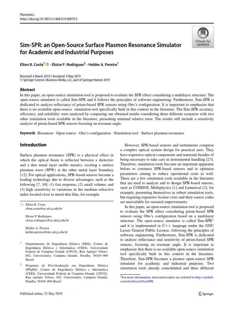 Sim-SPR: An Open-Source Surface Plasmon Resonance Simulator For Academic and Industrial Purposes ...