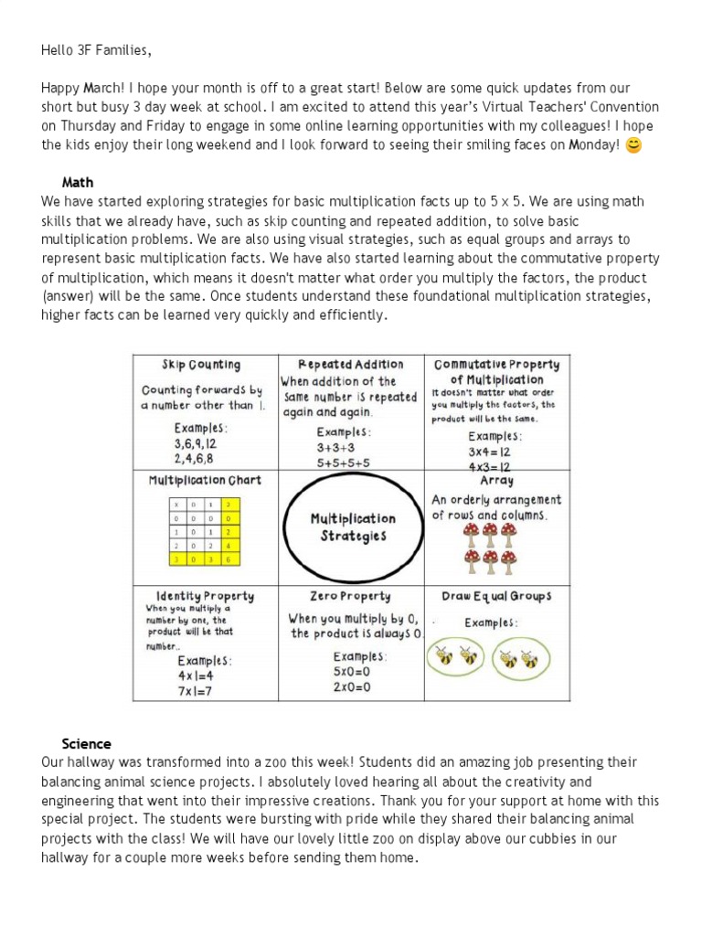 3f Class Update - March 3rd | PDF | Multiplication