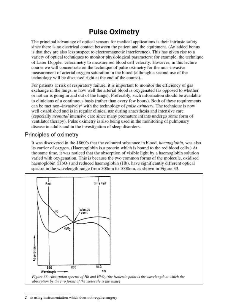 Pulse Oximetry Notes | PDF | Hemoglobin | Field Effect Transistor