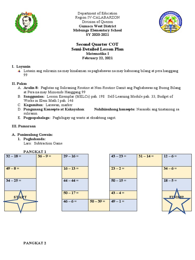 Cot - Mathematics I - 2ND Quarter | PDF