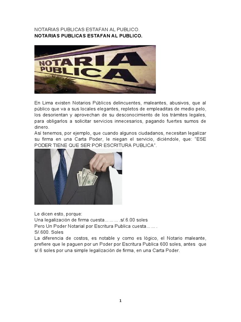 Estafas en Notarías Públicas en Perú | PDF | Derecho Civil (Common Law ...