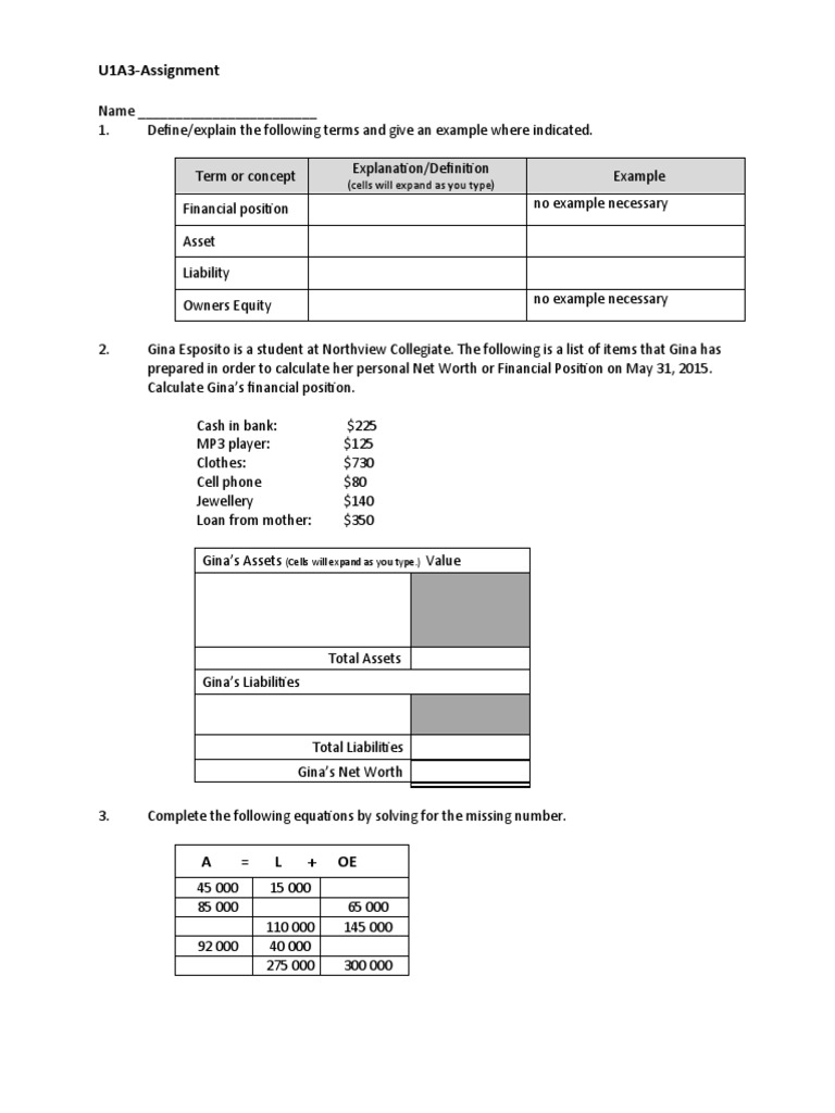 U1A3 Assignment Template | PDF