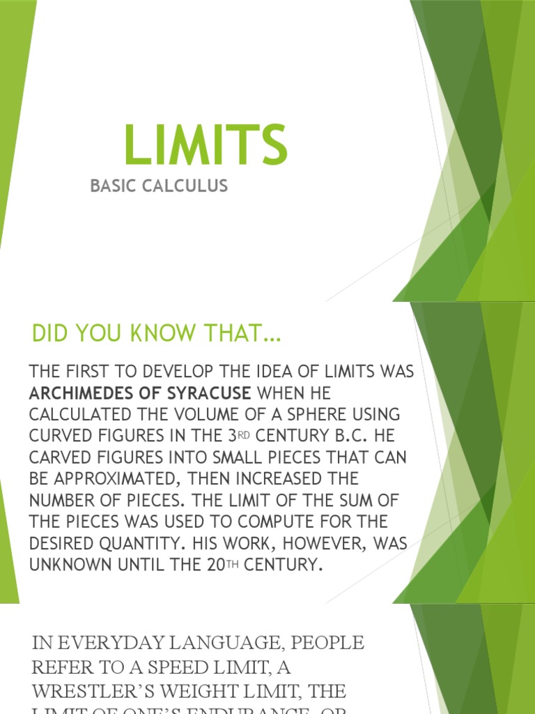 Limits of Function - BASIC CAL | PDF | Limit (Mathematics) | Function (Mathematics)