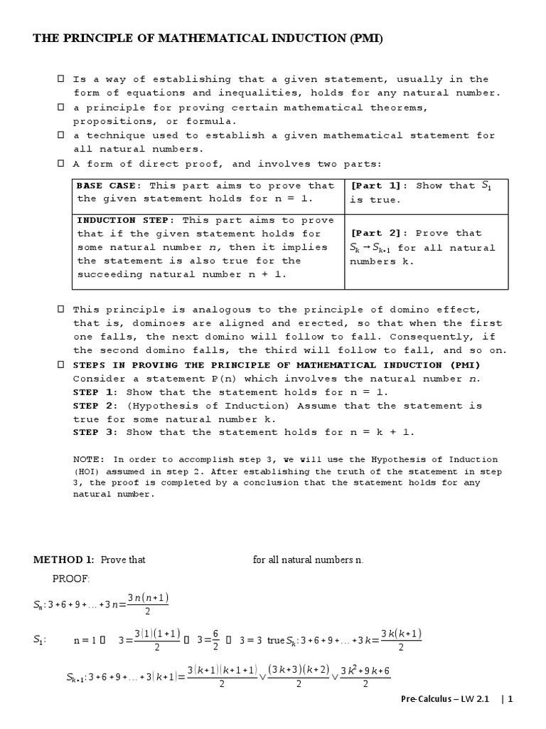Principle of Mathematical Induction | PDF | Mathematical Proof | Syntax ...
