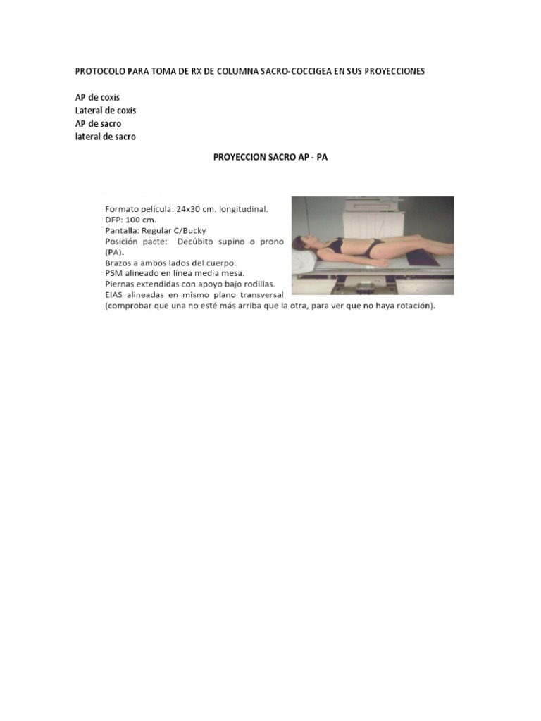 Protocolo para Toma de RX de Columna Sacro | PDF