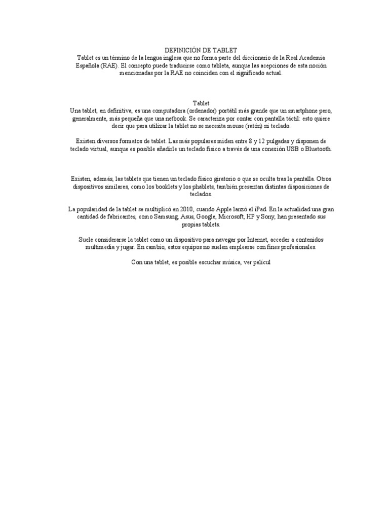 Definición de Tablet | PDF