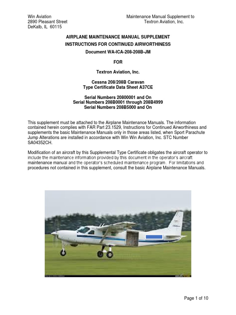 Instructions For Continued Airworthiness 03 2019 | PDF | Federal ...