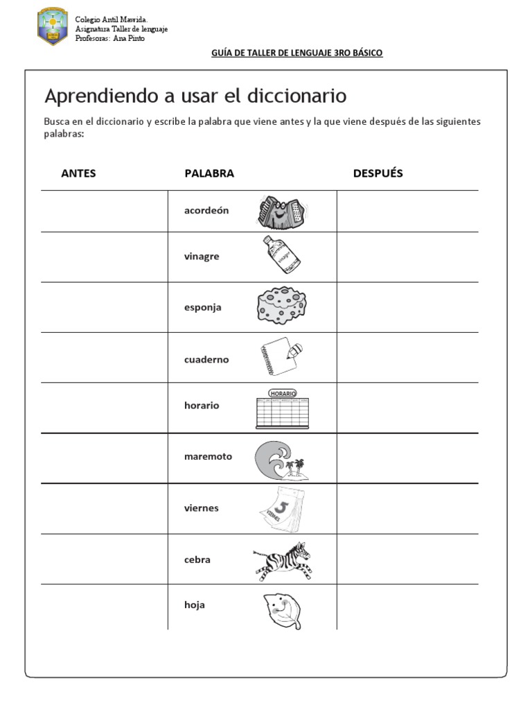 Taller 3ro Usando Diccionario | PDF