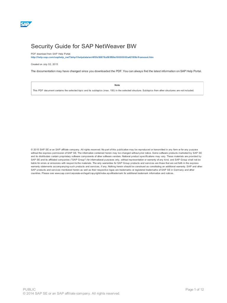 SAP BW Administration Guide | PDF | Http Cookie | World Wide Web