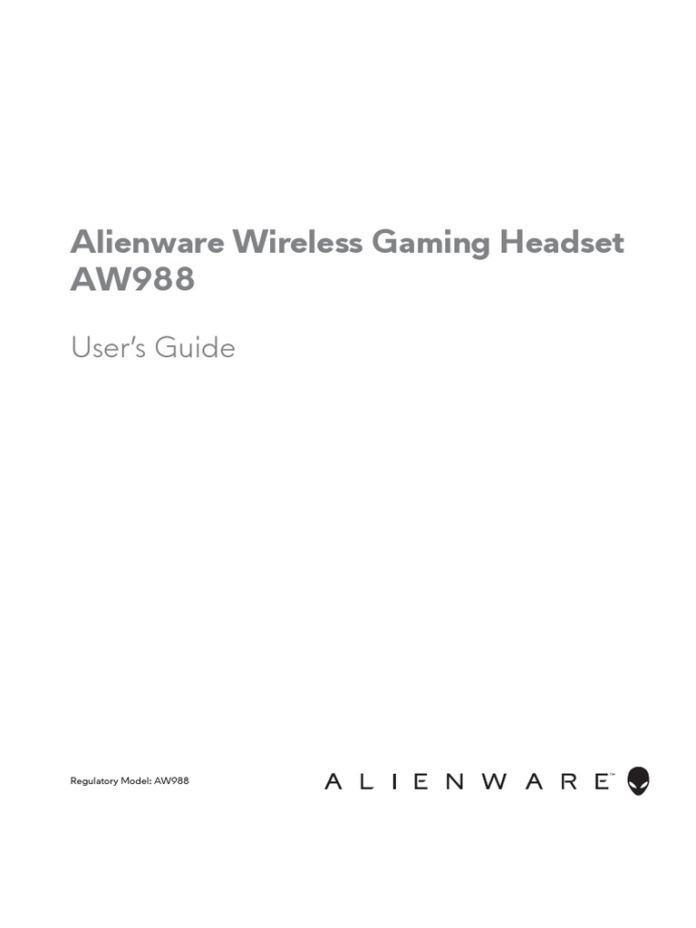 Alienware Wireless Gaming Headset AW988: User's Guide | PDF | Usb ...