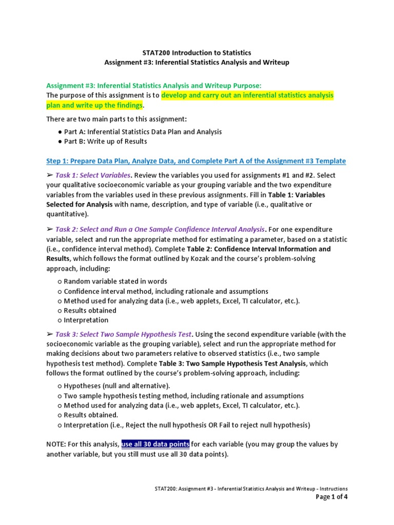 Assignment #3 Inferential Statistics Analysis and Writeup | Download ... Assignment #3 Inferential Statistics Analysis and Writeup | Download ...