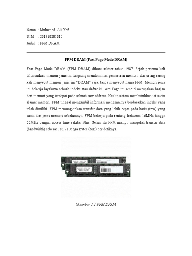 Memahami FPM DRAM dan Fungsinya | PDF | Komputer