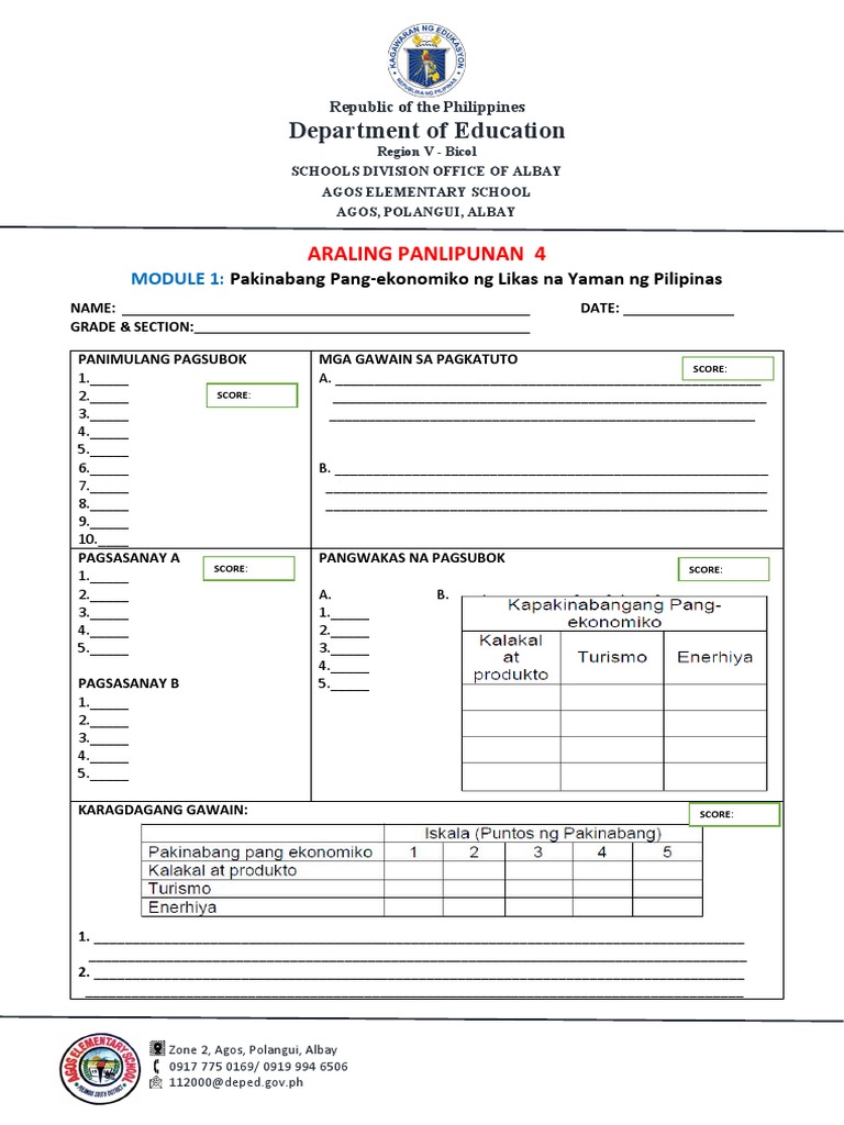 Answer Sheet in AP 4, q2 | PDF