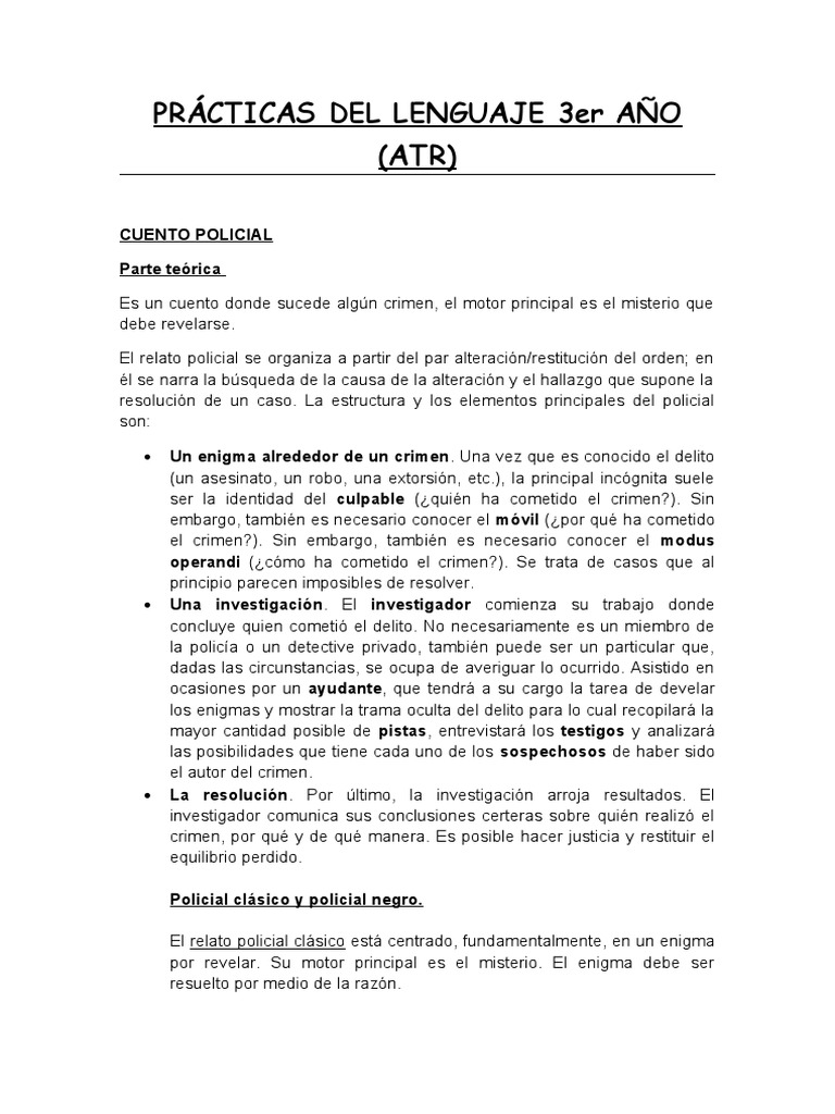 ACTIVIDADES PRÁCTICAS DEL LENGUAJE 3er AÑO (ATR) | PDF | Policía | Suicidio