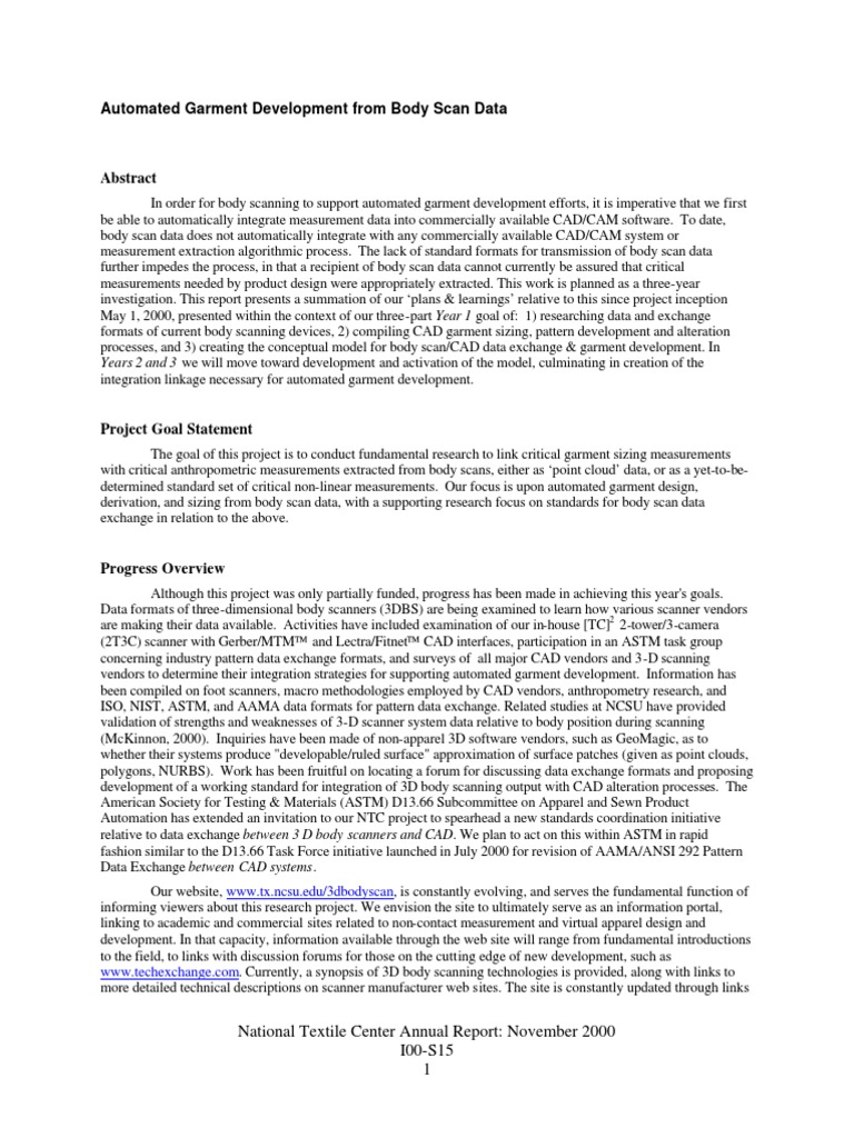 Automated Garment Development From Body Scan Data | PDF | Trousers ...