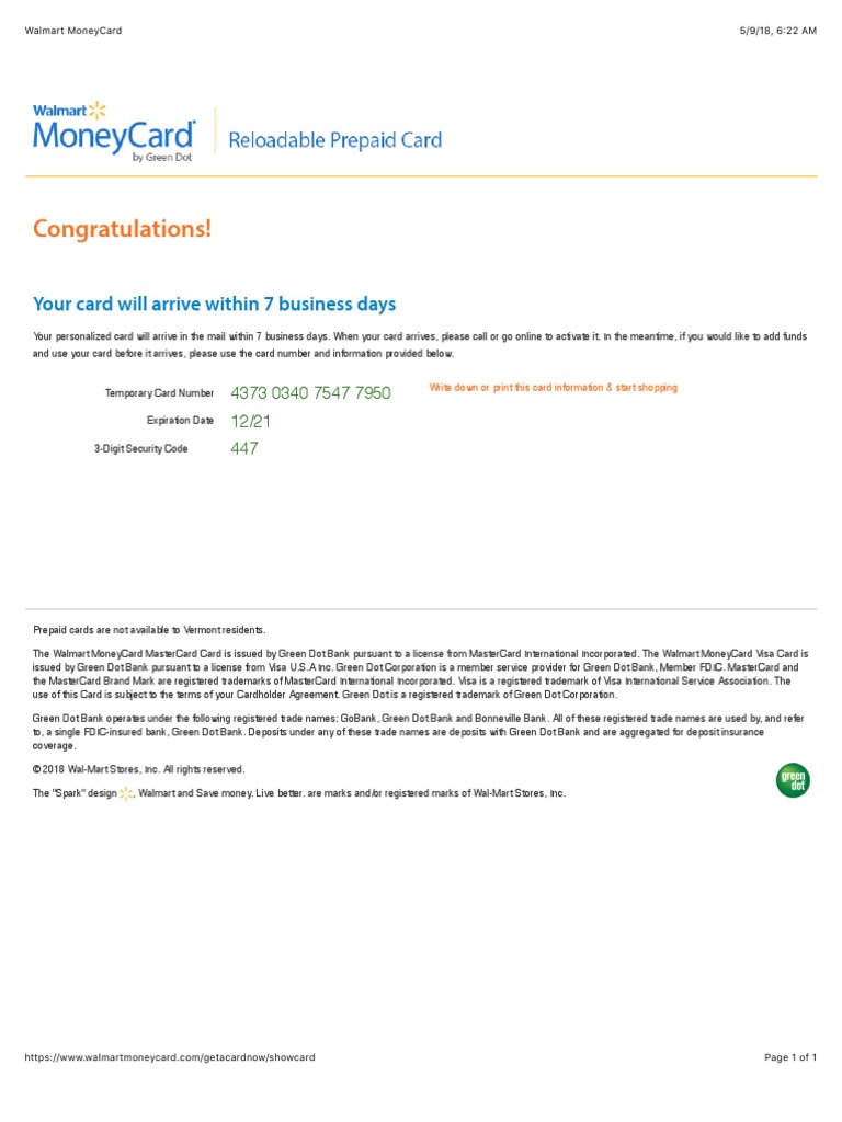 Walmart MoneyCard | PDF