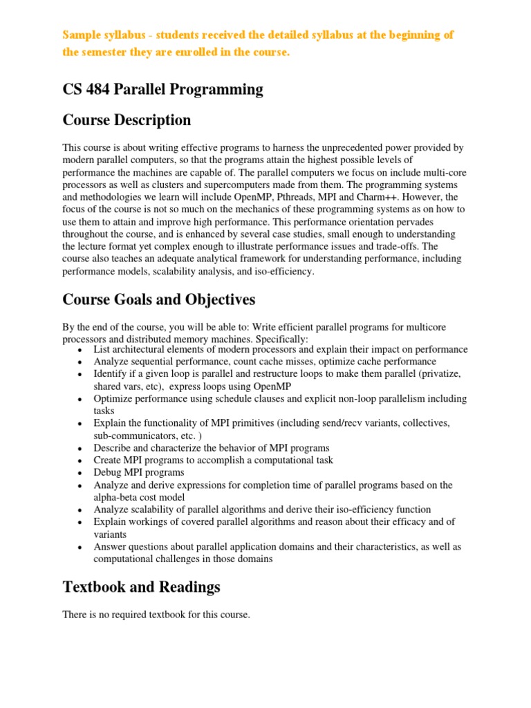 CS 484 - ParallelProgramming | Download Free PDF | Parallel Computing | Message Passing Interface