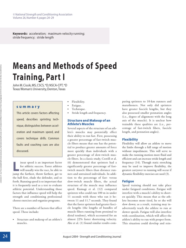 Means and Methods of Speed Training, Part I: Keywords: Acceleration ...