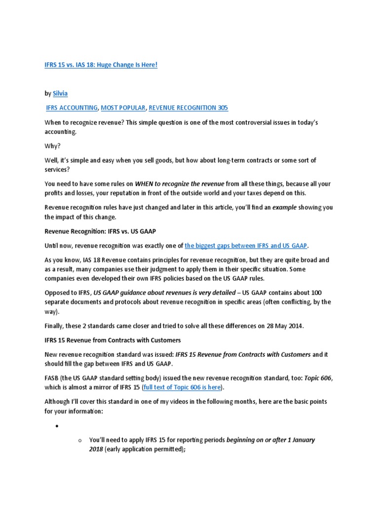 IFRS 15 vs. IAS 18: Huge Change Is Here!: Ifrs Accounting Most Popular ...