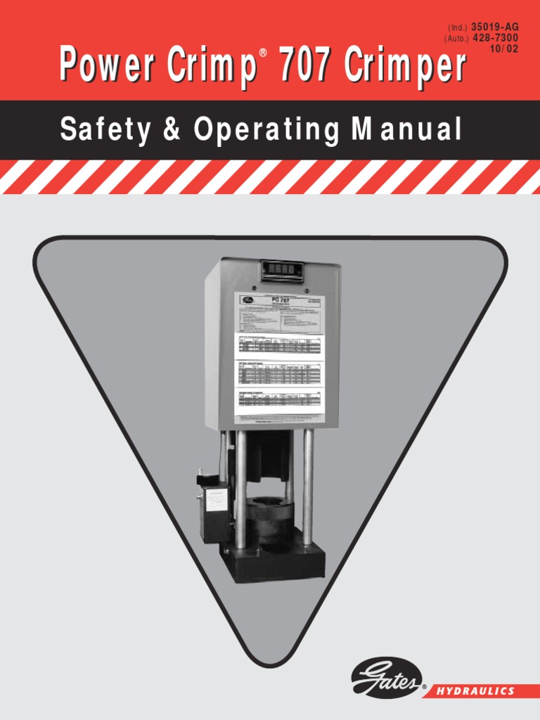 Safety & Operating Manual: Power Crimp 707 Crimper | PDF | Piston ...