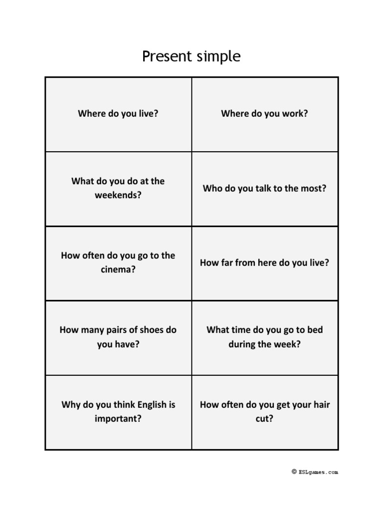 Conversation Questions Present Simple | PDF | Language Arts ...