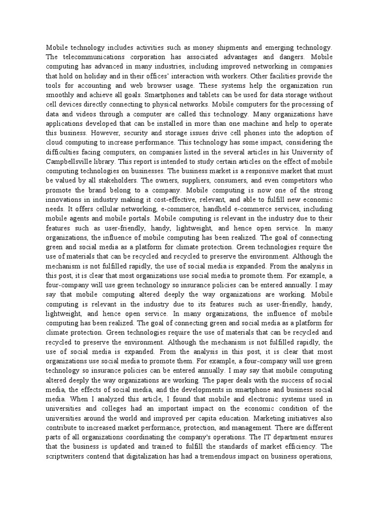 Impact Of Mobile Computing On Businesses New Pdf Mobile Computing Mobile Phones