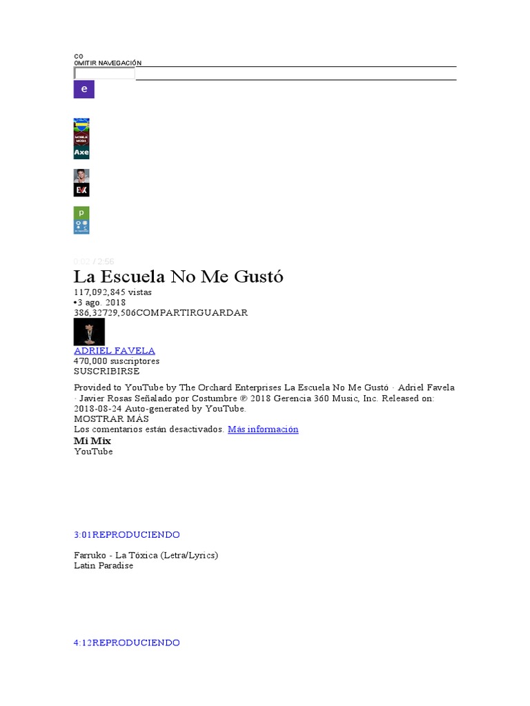 La Escuela No Me Gusto | PDF | Musica en español | Músicos