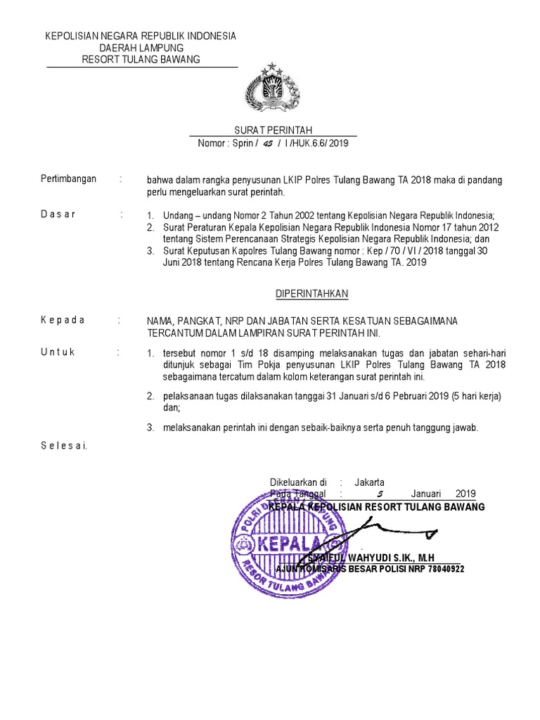 Contoh Laporan LKIP Polres Tulang Bawang | PDF