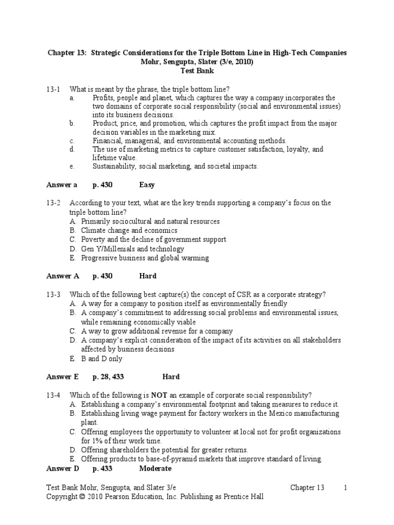 Ch13 Test Bank | PDF | Corporate Social Responsibility | Business Ethics