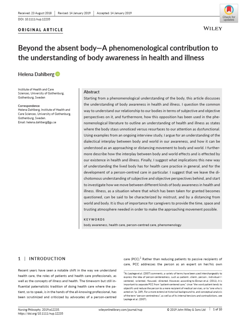 Beyond The Absent Body-A Phenomenological Contribution To The ...