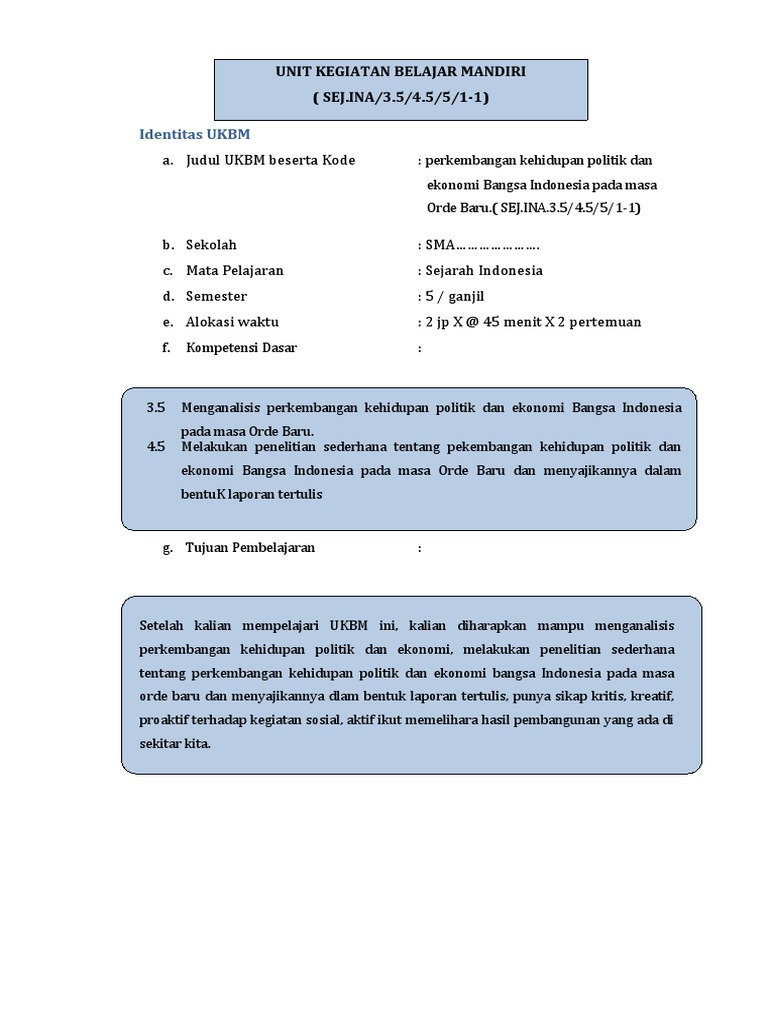 Ukbm Orde Baru | PDF