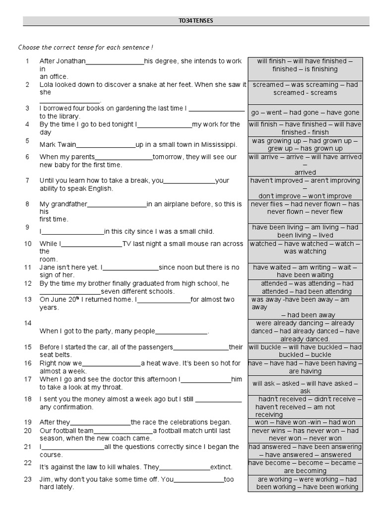 All Tenses Multiple Choice Exer | PDF